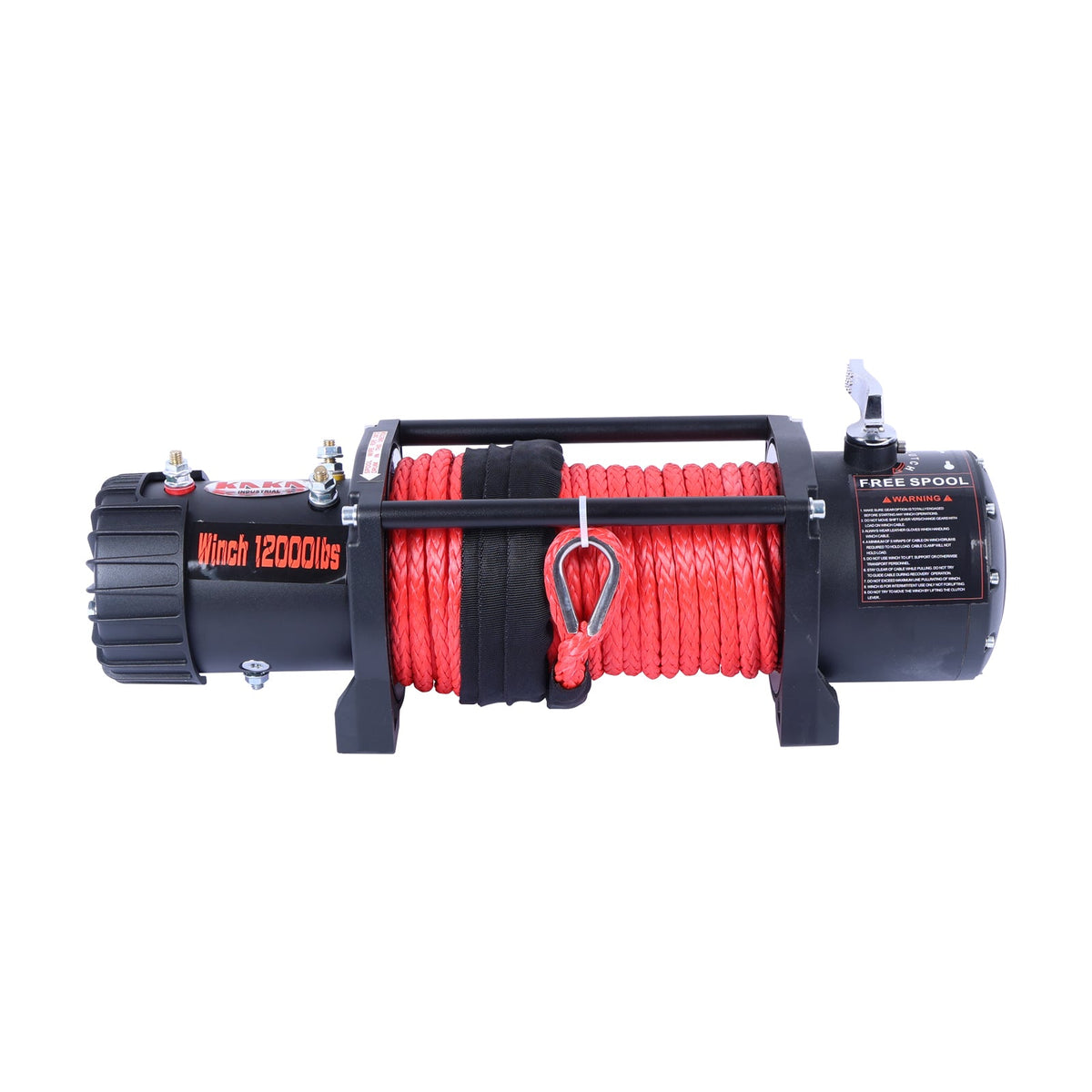 4WD Recovery Electric Winch 12000LB Capacity, RED Synthetic Rope CW-12 ...